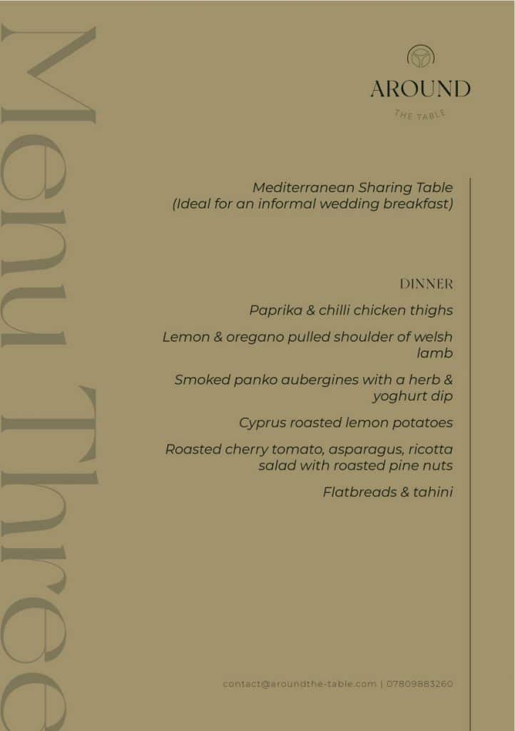 Sample Menus for Private Dining from Around the Table - Private Chef